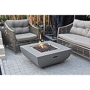 Modeno Westport Outdoor Gas Firepit Table 34 Inches Fire Pit Patio Heater Concrete Outside Electronic Ignition Backyard Fireplace Cover Lava Rock Included Natural Gas