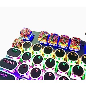 Handmade DSA Shinning Gem Resin Sequined Keycap OEM Profile for Cherry MX RGB Switch Gaming Mechanical Keyboards