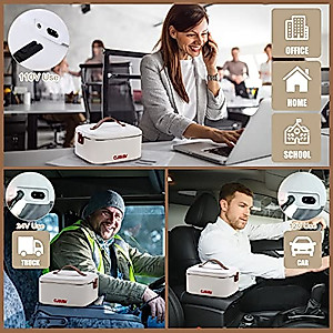 CJOIAW Electric Heated Lunch Box Portable Food Heater 1.8L High capacity 304 Stainless Steel Container food grade liner for Car Truck Work Adults Food Heating, 110V/12V/24V 70W.