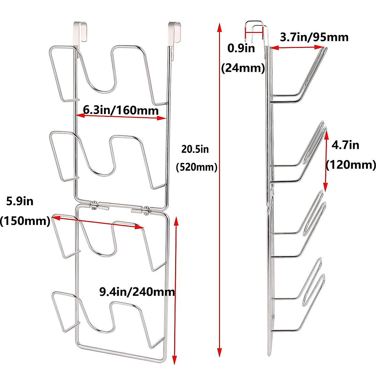 Antrader Stainless Steel Cabinet Pot Lid Organizer, Wall Mounted, Reduces Clutter, 6.3"L x 6.3"W x 10.8"H