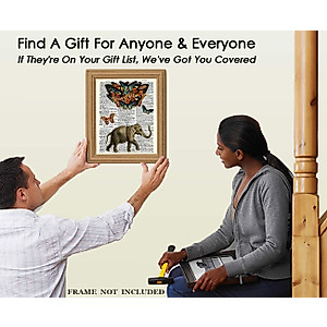 Elephant With Butterfly Balloons Dictionary Wall Art Print: Unique Room Decor for Boys, Men, Girls & Women - (8x10) Unframed Picture