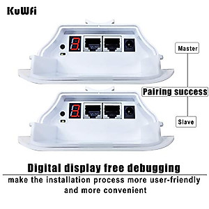 Wireless Bridge, KuWFi 2.4G Outdoor CPE Point to Point Long Range Access Nano Station with 12dBi Panel Antenna, Support 24V POE[2-Pack, Pre-Pairing]