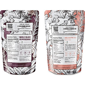 Soeos Whole Black Peppercorns 16oz + Himalayan Pink Salt 2lb, Salt and Pepper for Grinders, Black Peppercorn Refil, Pink Himalayan Sea Salt, 2 Piece Set