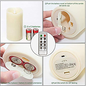 GiveU 3D Moving Flame Led Candle With Timer, Battery Operated Flameless Candle, 3x9 Inch, Ivory