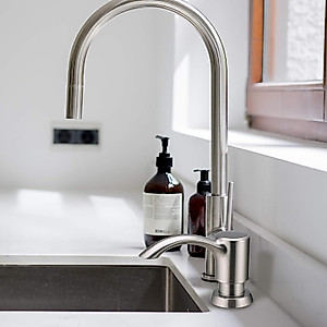 Soap Dispenser for Kitchen Sink Counter Dispenser 17 OZ Bottle Built in Refill from The Top (Brushed Nickel)