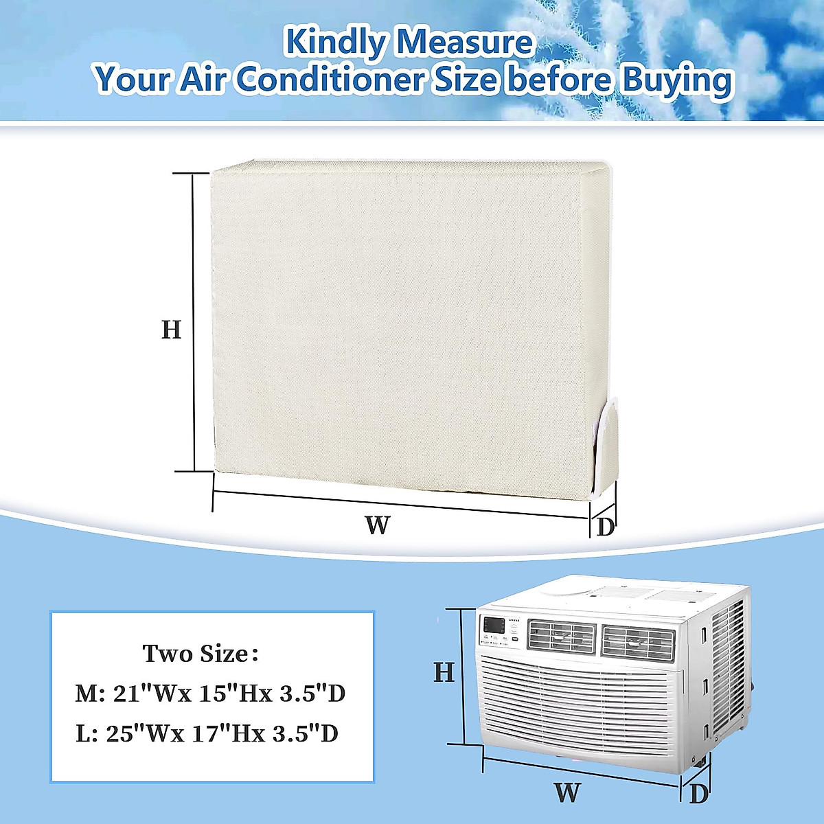 21''Wx 15''Hx 3.5'' Indoor Air Conditioner Cover for Inside Window, 3 Layers AC Cover for Inside, Indoor Window AC Unit Insulation Cover for Winter