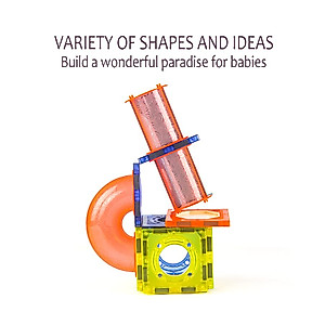 UNIQUE KIDS Magnetic Tiles Building Blocks with Marble Run STEM Toys STEAM Toys for Kids Ages 3-10+Year Old Boys Girls Best Christmas Birthday Gift (110 pcs)