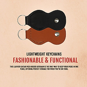 Performore Guitar Pick Keychain Holder, 2 Pcs Multicolor Leather Guitar Pick Holders with Metal Snap Closure, Store and Organize Music Accessories for Musicians