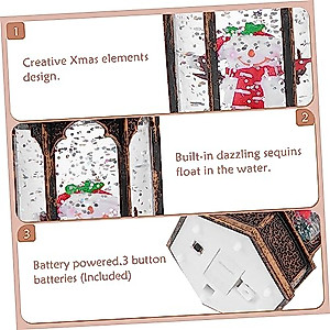 DOITOOL 1pc Hexagon Lamp Lantern Snow Globes for Christmas Snow Globes Portable Lantern Micro Landscape LED Night Light Festival Gift Christmas Ornament Small LED Ornament Shine