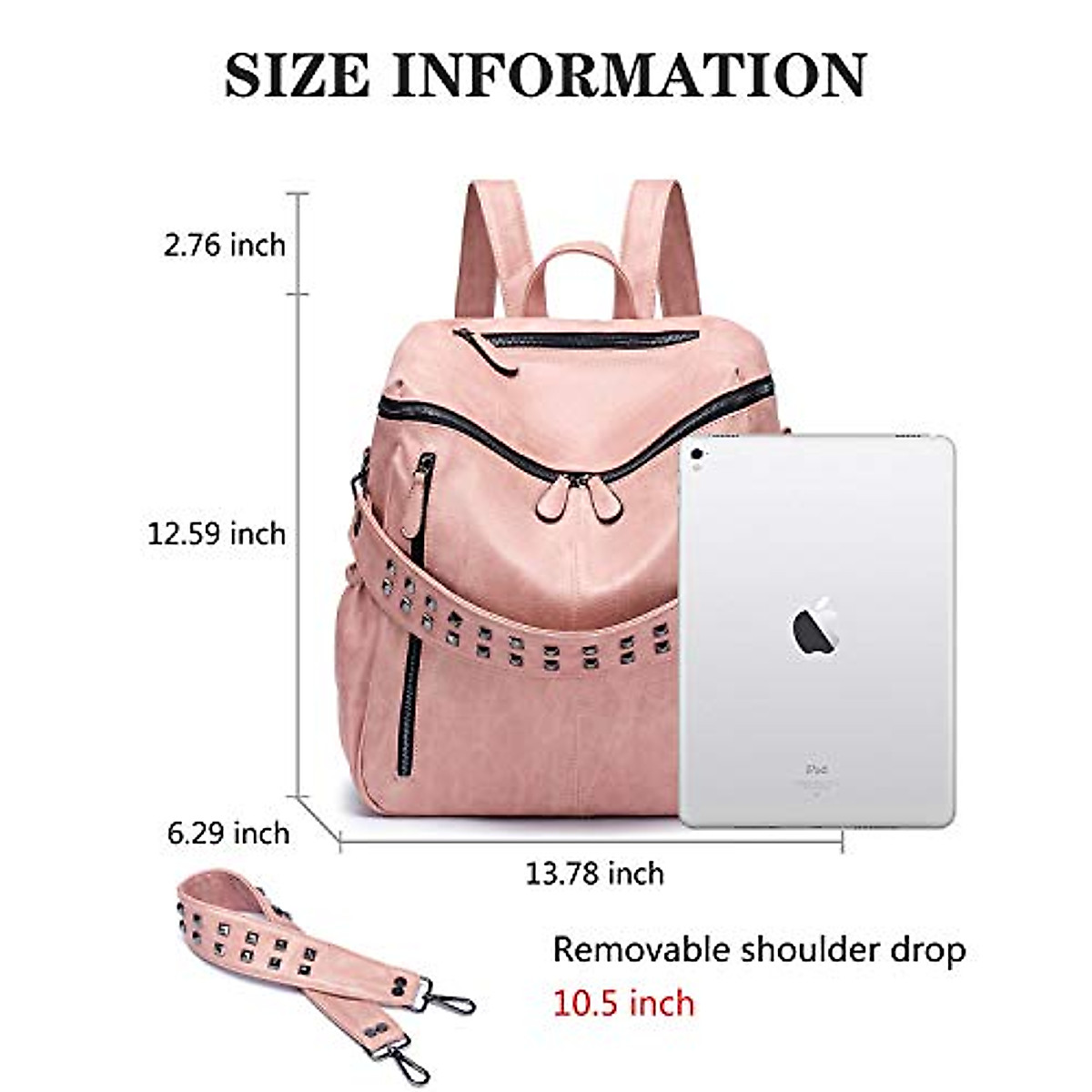 Roulens Women Backpack Purse Fashion Leather Large Ladies Shoulder Bags Travel Backpack Purse for Women