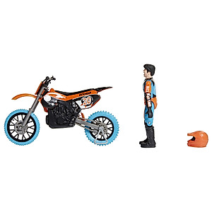 MXS Motocross Bike Toys Moto Extreme Sports, Bike & Rider with SFX Sounds by Jakks Pacific Action Figure Playsets - #20 Orange & Blue Rider, for Kids Ages 5+, (Model: 405052)