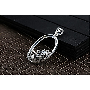 Great Beads Pendant Blank (20x29mm Oval Blank) Antique Style Thai Sterling Silver Oval Cabochon Pendant Setting P306B