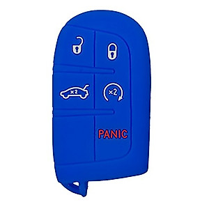 Coolbestda Rubber 5buttons Key Fob Cover Case Keyless Protector Skin Jacket Holder for 2018 2019 2020 2021 Jeep Grand Cherokee Compass Dodge Challenger Charger Dart Durango Journey Chrysler 300 200