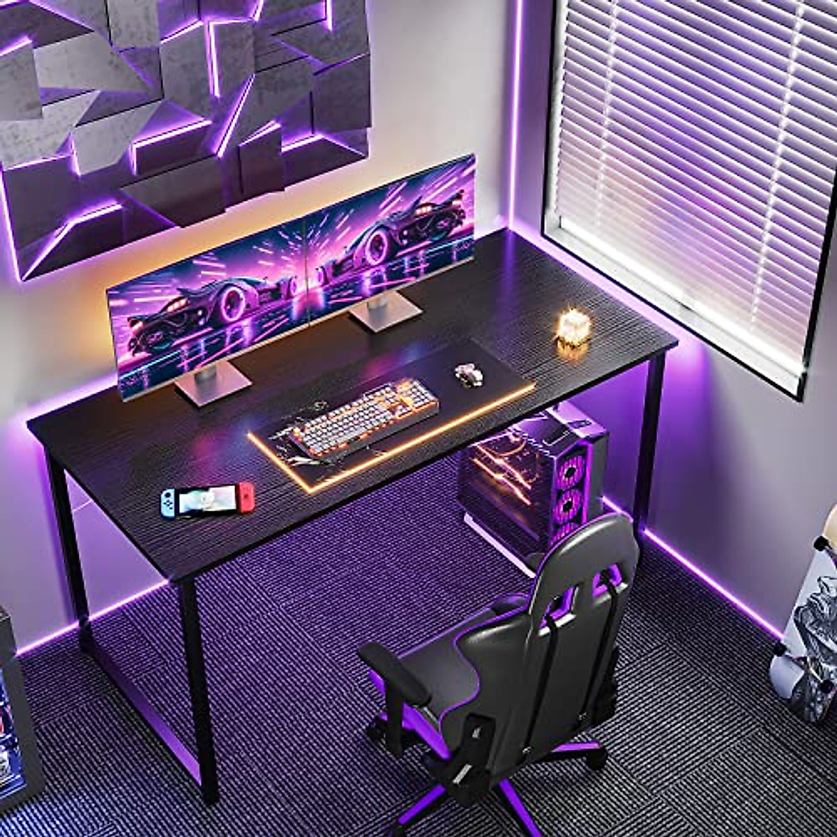 Coleshome 55 Inch Computer Desk, Modern Simple Style Desk for Home Office, Study Student Writing Desk, Black