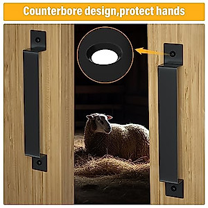 Riuog 2 Pcs 9.8 in Sliding Barn Door Handle Pull, Screen Door Pull, Black Iron Gate Handle Pull for Sliding Barn Doors Gates Garages Sheds (Rectangle, 9.8 in)