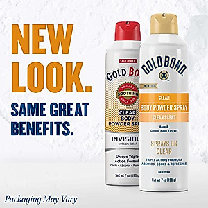 Gold Bond No Mess Clear Invisible Body Powder Spray, 7 oz., Absorbs Odor-Causing Sweat