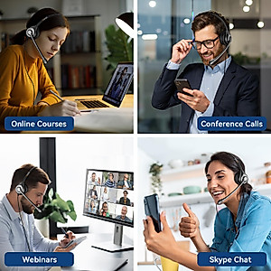 Cell Phone Headset with Microphone Noise Cancelling & Call Controls, 3.5mm Computer Headphones for iPhone Samsung PC Business Skype Softphone Call Center Office, Clear Chat, Ultra Comfort