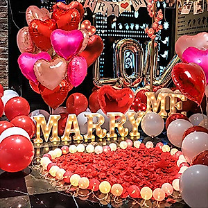 Upgraded Rose Gold and Red Balloons - Pack of 15 - Heart Shaped Foil Balloons for Valentines Day Wedding Birthday Bridal Shower Baby Shower Decorations