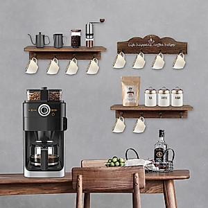 Ismosm Coffee Cup Holder Coffee Mug Holder with Sturdy Hooks Coffee Bar Accessories Mug Rack for Farmhouse Kitchen Decorations, Coffee Station Decor, Mug Organizer, Mug Display (Distressed Brown 3Pcs)