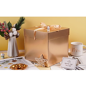 Elephant-package Medium Gift Box with Lids, Ribbon and Paper Filler, for Men Women Birthdays, Father's Day, Bridal Showers, Weddings, Baby Showers - Collapsible, 8.7", 1 Pack, Black