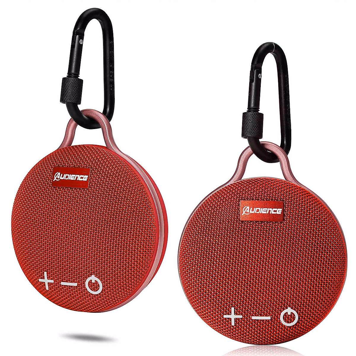 UrbanX Audience Series IPX7 Bluetooth Waterproof Speaker with Clip, 20H Playtime, Compact Speaker with Big Sound, Punchy Bass, Wireless for Mi 11 Pro & Beach, Pool, Boat, Biking Red 2 Pack