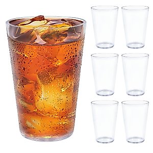 REALWAY 32 OZ Large Plastic Cups Reusable，Clear Unbreakable Iced Tea Tumblers, Set of 6 Stackable Drinking Cups for Poolside Party Home Travel BPA-free Top-rack Dishwasher Safe,Freezer Safe