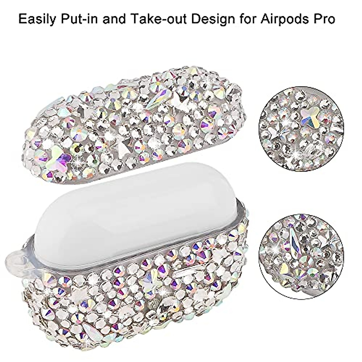 Luxurious Rhinestone AirPods Pro Case, Protective Bling Diamonds AirPod Charging Protective Case Cover for Apple I10/I12 TWS (Art Silver Pro)
