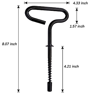 Tent Stakes, 4 Pcs Ice Nail Ground Nail Threaded Peg Nail Tent Fixer Accessory Tent Nail Ice Fishing Anchors Tool for Outdoor Camping Tent Ice Fishing Shelter Stake (Black L)