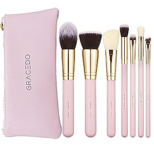 Makeup Brushes Set 7Pcs Professional Super Soft Cosmetic Brushes Portable Pink Makeup Brush Set for Foundation Blush Blending And Eyeshadow Makeup Tools