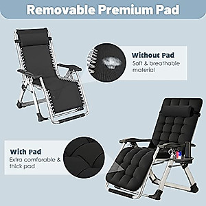 Slsy Zero Gravity Chair, Reclining Lounge Chair with Removable Cushion & Tray for Indoor and Outdoor, Patio Recliner Folding Reclining Chair