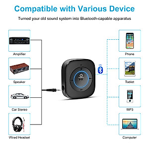 Friencity Bluetooth 5.3 Receiver for Speaker, Bluetooth Audio Receiver Adapter for Car Stereo Home Stereo Amp Wired Headphones, Hi-Fi Music Wireless AUX Adapter with 3.5mm RCA Jack, 20H Playtime