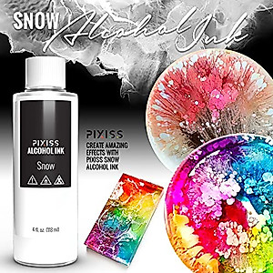 White and Black Alcohol Ink for Resin - Alcohol Ink Black Onyx and White Snow Colors 4-Ounce for Epoxy Resin, Tumblers, Resin Art, Alcohol Ink Paper, 3 Pixiss Needle Tip Applicator Bottles and Funnel