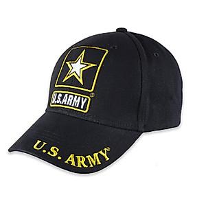 US Army Hat for Men and Women, Officially Licensed Product, Adjustable Strap Baseball Cap - US Army Embroidered Baseball Cap Beautifully Stitched Lettering on The Front and Back (Black)