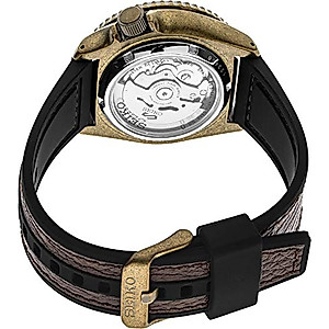 SEIKO Men's 5 Sports Stainless Steel Automatic Watch with Silicone Strap, Brown, 22 (Model: SRPE80)