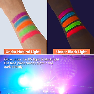 15PCS Glow in the Dark Body & Face Paint Stick,Makeup Face Paint Kit for Kids and Adults Halloween Club Black Light Birthday Party Masquerade Neon Glow Party Supplies