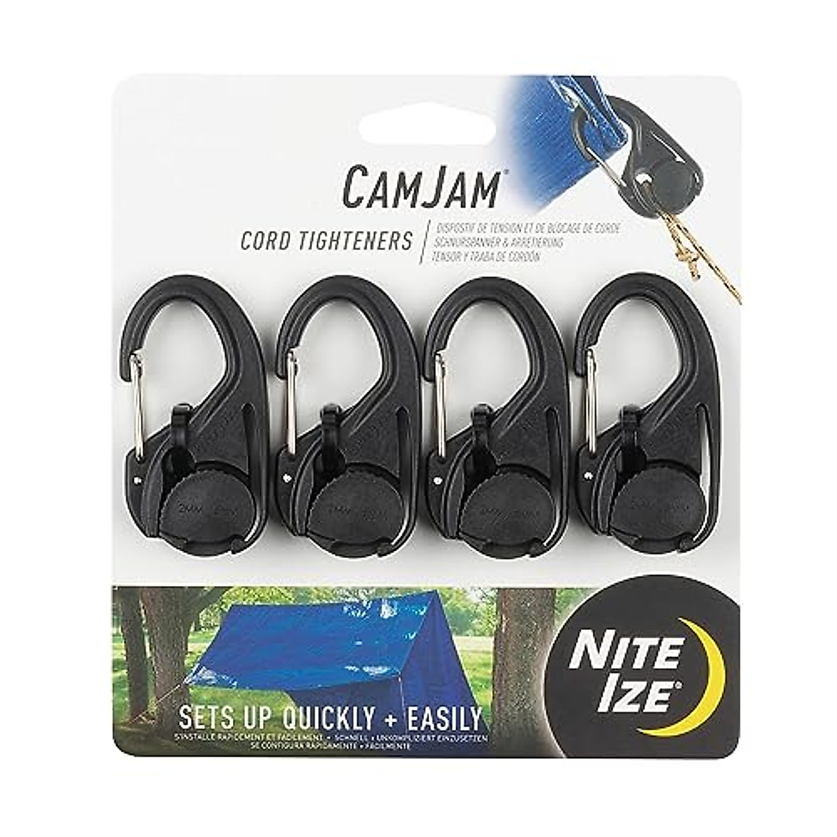 NITEIZE Cam Jam, Rope Tightener, Flexible Metal Fittings, Easy, Rope Length Adjustment, Rope Tensioner, Tent Accessory
