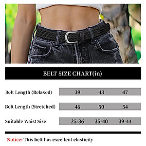 Alphyly Neries 2 Pack Women Plus Size Belt, Woven Elastic Stretch Belt, Brown Braided Belt Women, Black+Brown, For Waist Size 25-36''
