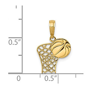 14k Basketball Hoop and Ball Pendant QC3777