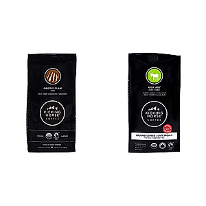 Kicking Horse Coffee Grizzly Claw Dark Roast Whole Bean and Kick Ass Dark Roast Ground Coffee Bundle (10 Oz)