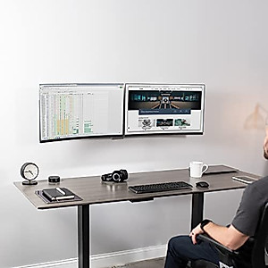 VIVO Premium Dual Ultra Wide LCD LED 27 to 38 inch Monitor Wall Mount, Heavy Duty, Telescoping Arms, Flush Wall Setup, Fits 2 Screens, Black, MOUNT-TS38B