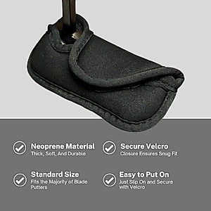 Black Golf Putter Headcover Neoprene Club Head Cover Perfect for Blade Putters Fits Right Handed Putters Clubs