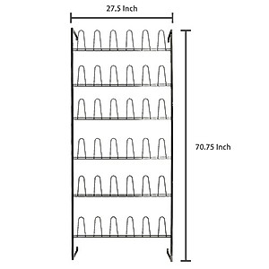 MyGift Black Metal Shoe Organizer for Entryway, Wall Mounted Shoe Rack for Closet with 36 Hooks, Holds up to 18 Pair