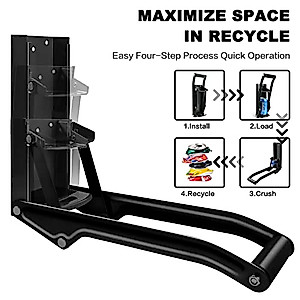 16oz Metal Can Crusher, Heavy-Duty Wall-Mounted Smasher for Aluminum Seltzer, Soda, Beer Cans and Bottles for Recycling, Gadgets for Home (Black)
