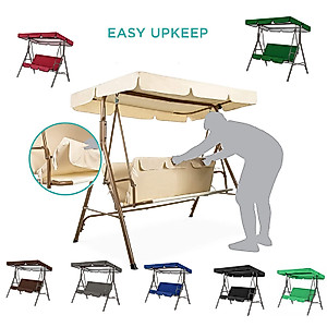 ASkinds Outdoor Patio Swing Cushions 3 Seater and Canopy Replacement, Waterproof Swing Replacement Parts for Outdoor Patio Swing Chair or Hanging Glider Porch Bench Furniture Cover(Black)