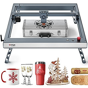 ORTUR Laser Master 3 with Foldable Feet Laser Cutter, 10W Output Power 0.05 * 0.1mm Compressed Spot Laser Engraver, Laser Engraving Machine for Wood and Metal, APP Control (with Air Assist Nozzle)