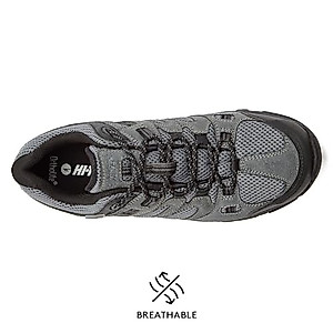HI-TEC Ravus WP Low Waterproof Hiking Shoes for Men, Lightweight Breathable Outdoor Trekking and Trail Shoes - Dark Grey, 13 Medium