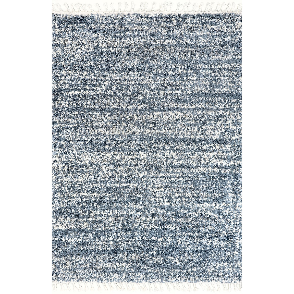 nuLOOM Brooke Shag Tasseled Area Rug - 8x11 Shag Area Rug Casual Light Blue/Ivory Rugs for Living Room Bedroom Dining Room Nursery