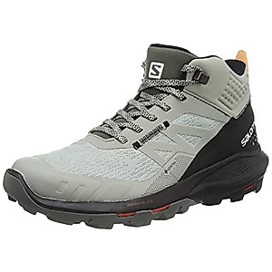 Salomon Men's OUTPULSE Mid Gore-Tex Hiking Boots for Men, Wrought Iron/Black/Vibrant Orange, 8.5