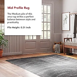 nuLOOM 2' x 3' Performance Indoor Area Rug, Non-Shed, Power Loomed High-Traffic Area Rug for Living Room, Bedroom, Home, Julene Charcoal
