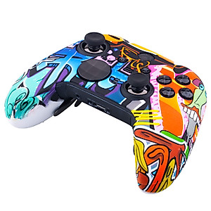 9CDeer 1 x Protective Customize Transfer Print Silicone Cover Skin Cartoon Paints + 6 Thumb Grips Analog Caps for Xbox Elite Series 2 Controller